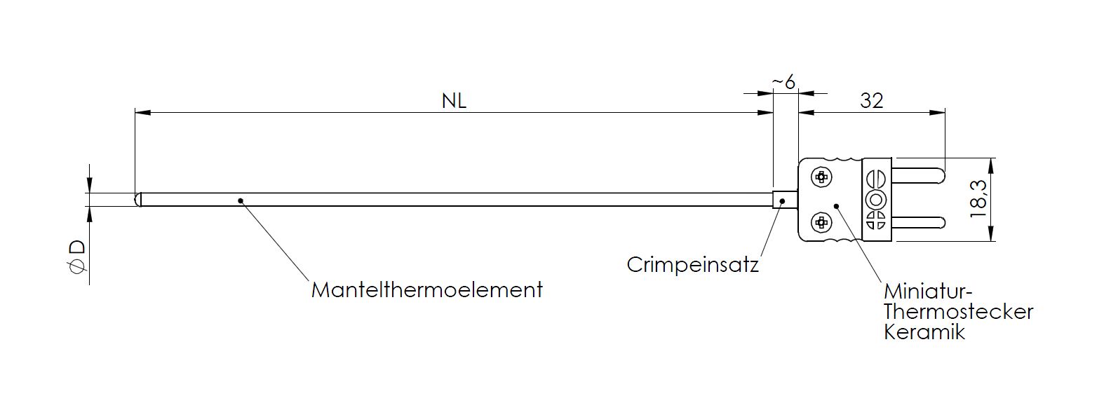 Mantelthermoelement Typ K mit Leitung und Stecker - thermo-control ...